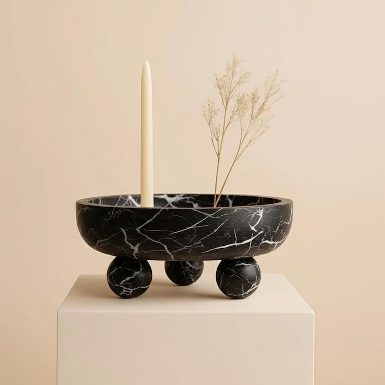 Minimalistic Black Zebra Marble Bowl, Luxury Home Decor - Etsy
