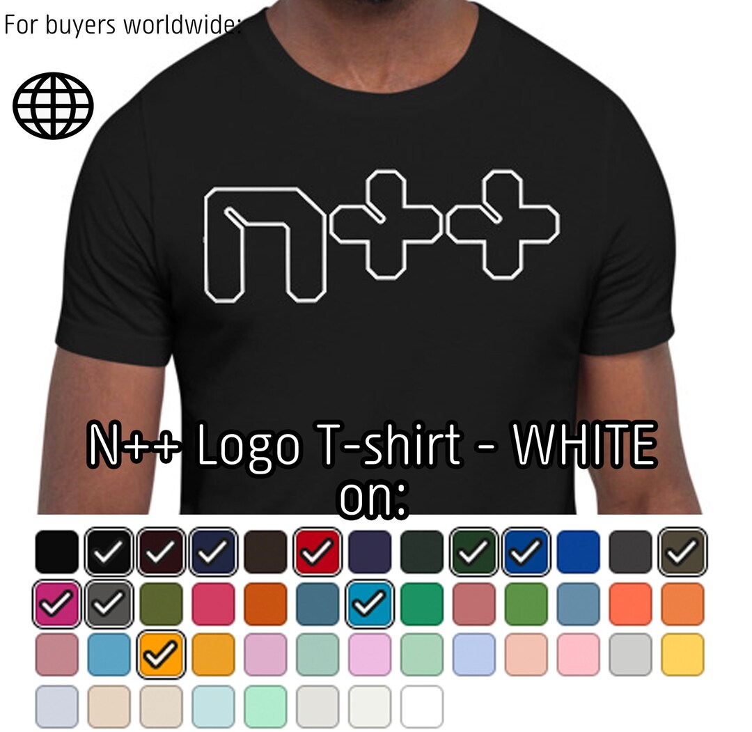 N++ (NPLUSPLUS) Logo - WHITE- on Many Colours - Short-sleeve Unisex T ...