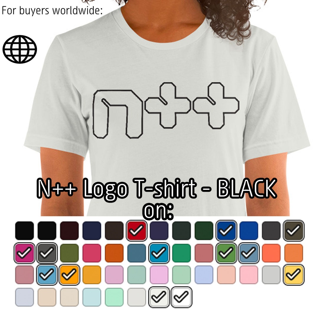 N++ (NPLUSPLUS) Logo - BLACK on Many Colours - Short-sleeve Unisex T ...
