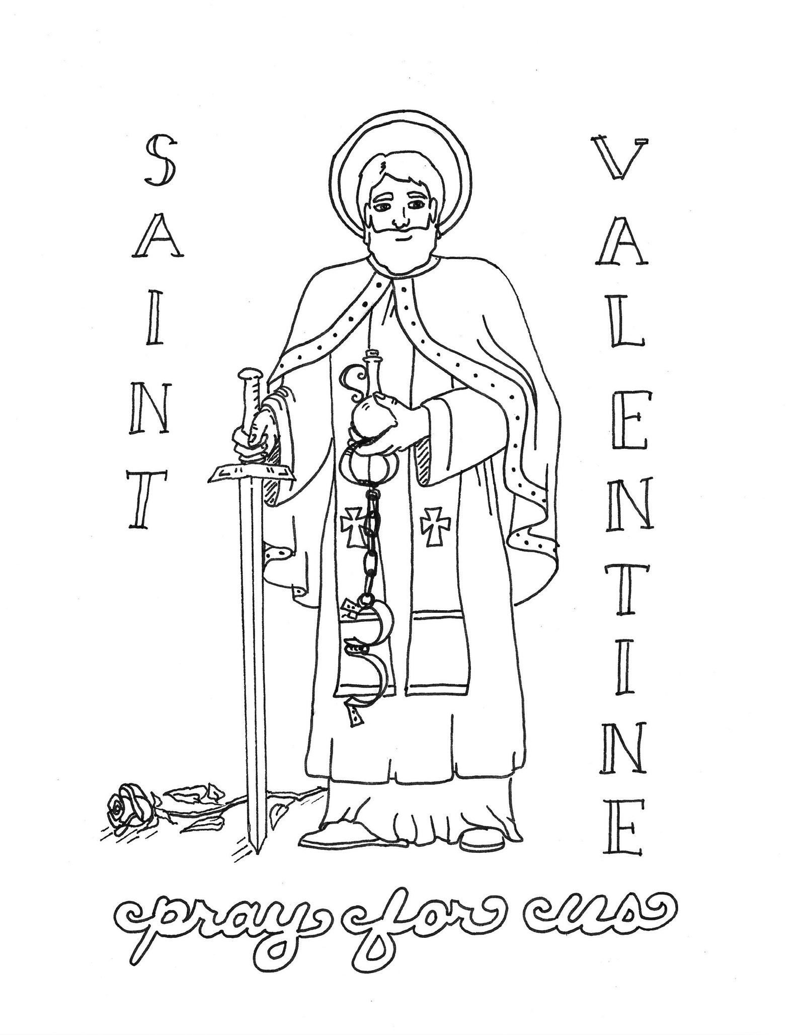Saint Valentine Coloring Page - Etsy