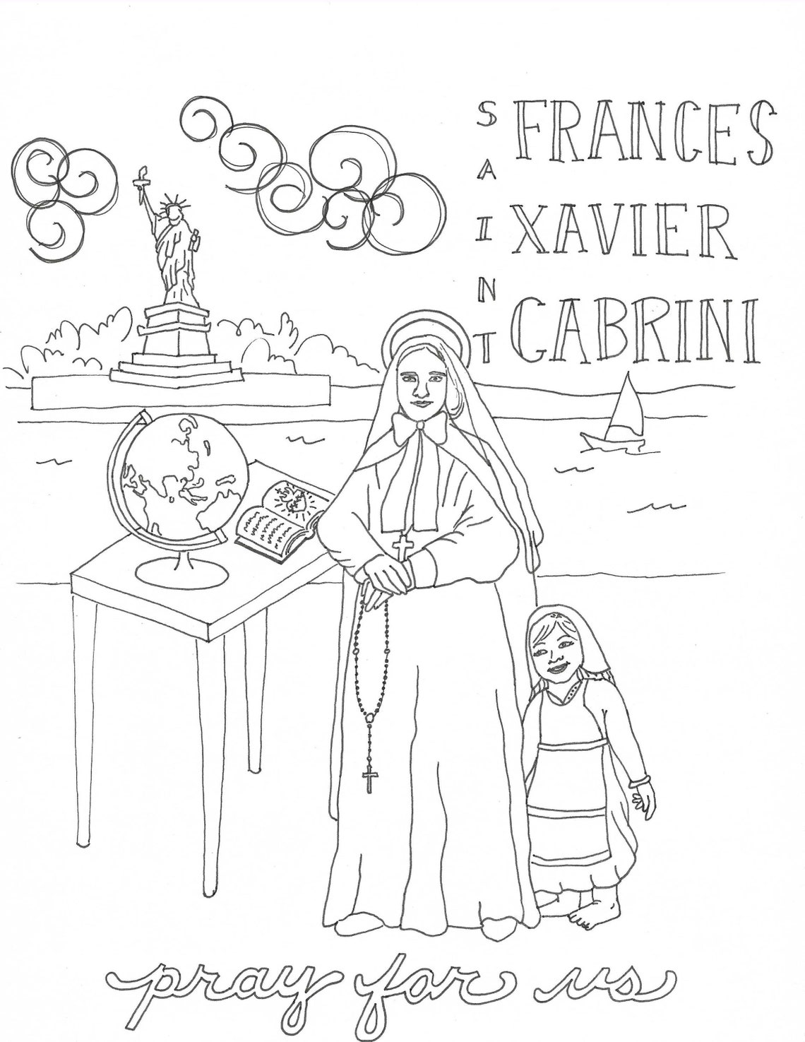 Saint Frances Xavier Cabrini Coloring Page - Etsy