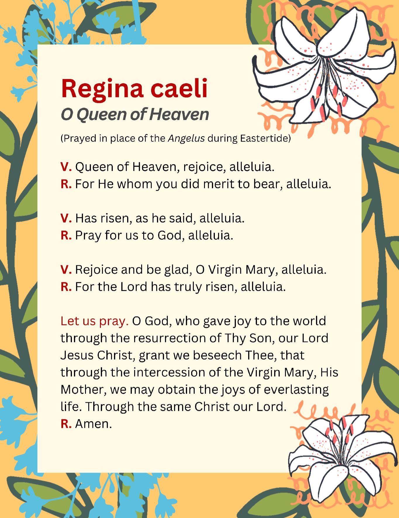 The Angelus- Catholic Prayer Printable. Two Versions Plus BONUS Regina ...