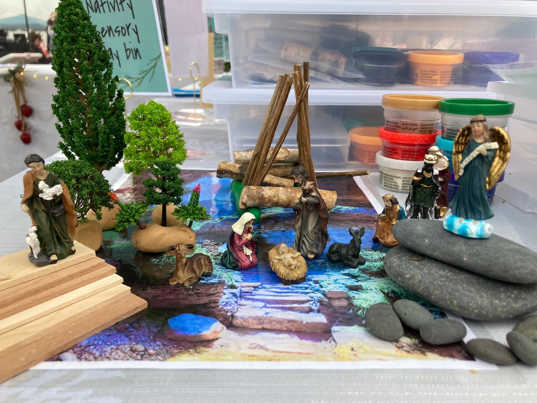 Nativity Story Sensory Play Bin- Journey to Bethlehem, Birth of Christ ...