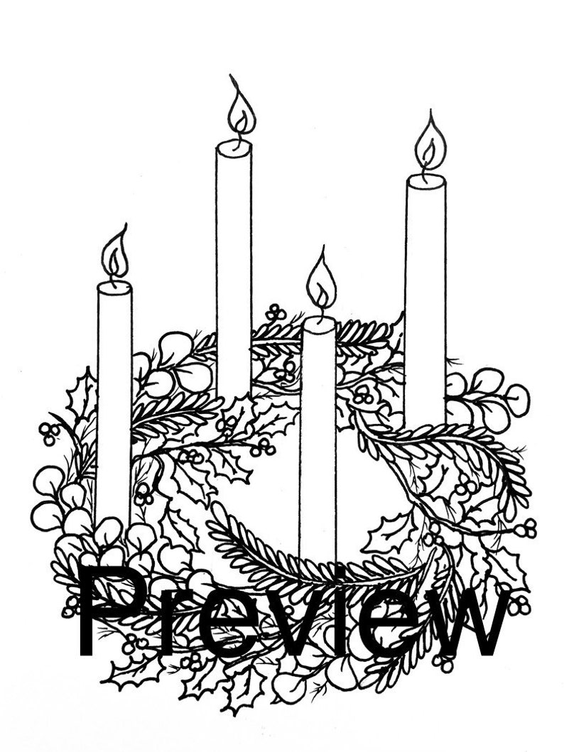 Advent Wreath Coloring Page - Etsy