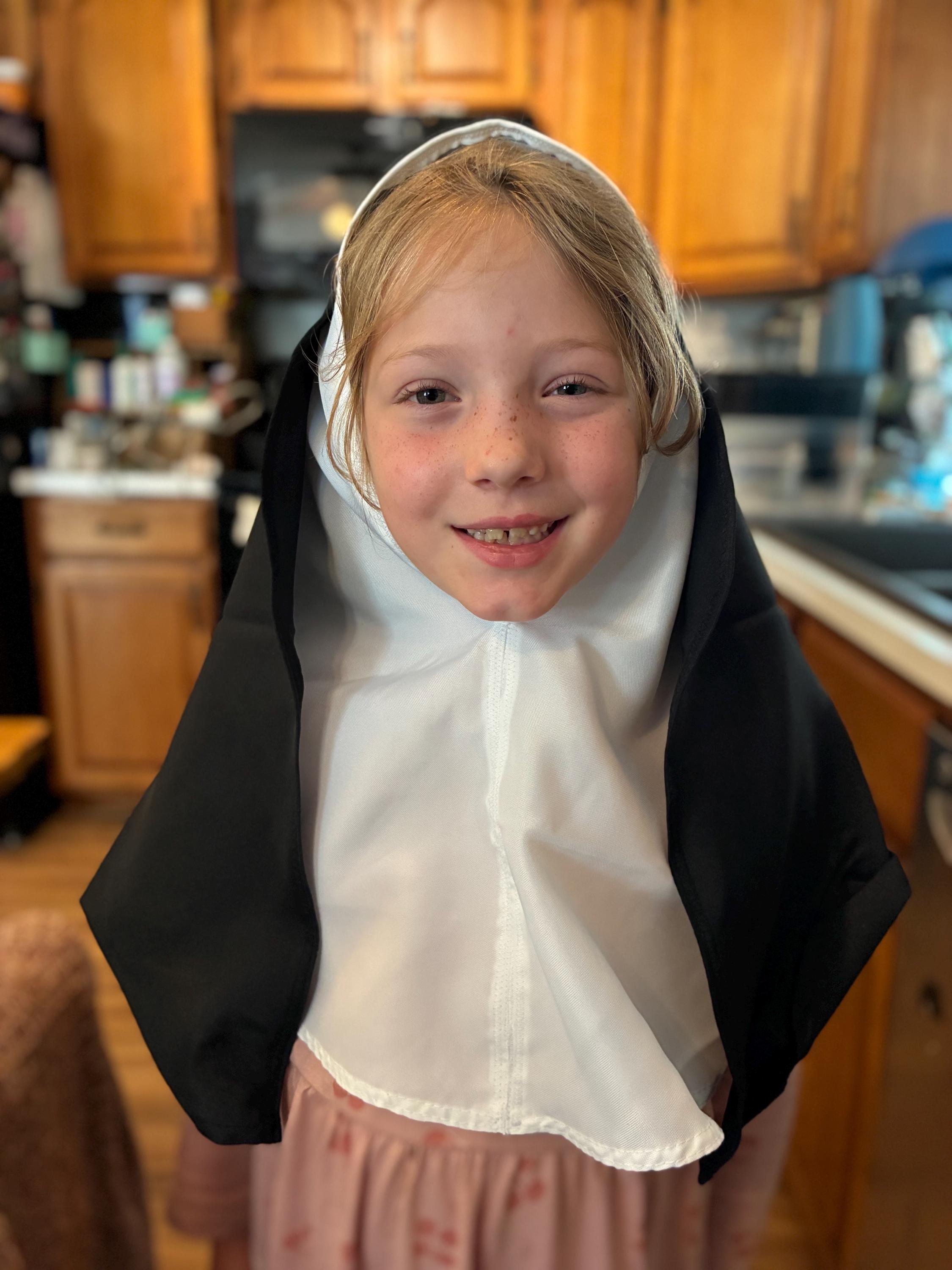 Nun’s Wimple and Veil for Costume/habit Ages 4-12 Catholic Kids, All ...