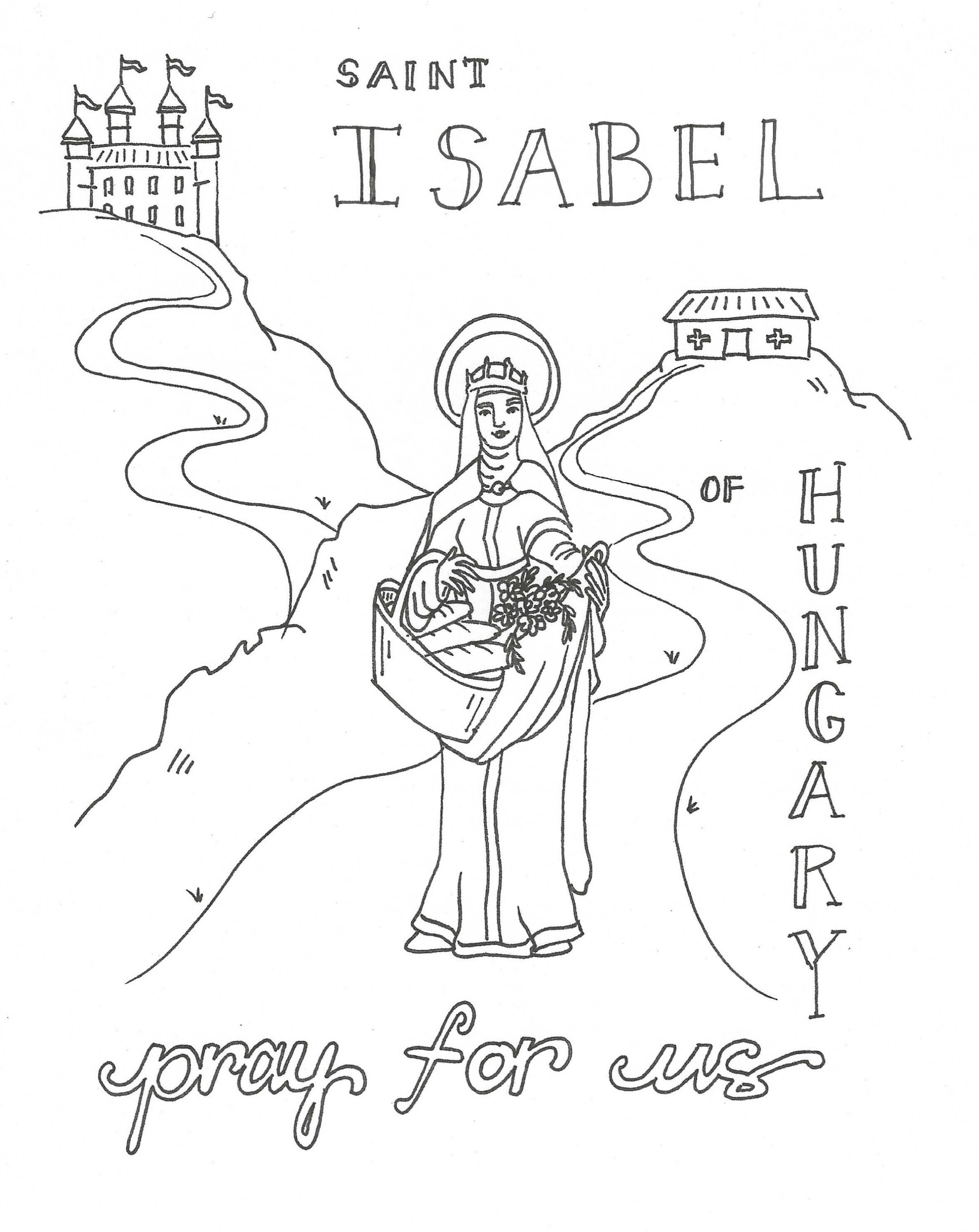 Saint Elizabeth of Hungary Coloring Page (saint Isabel of Hungary) - Etsy