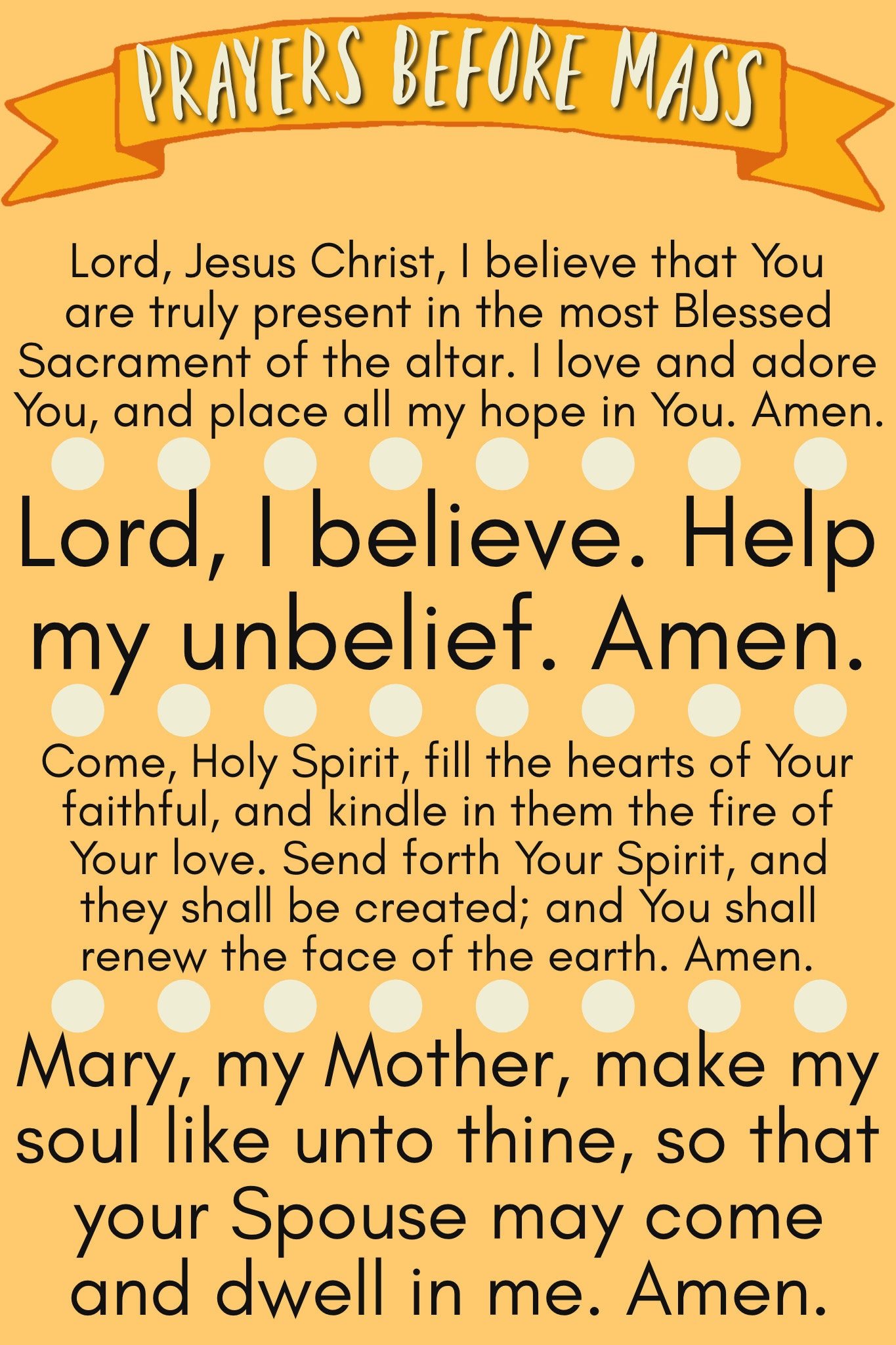 Prayer Card for Catholic Kids- Prayers Before and After Mass, Durable Laminated Cards: Stocking ...