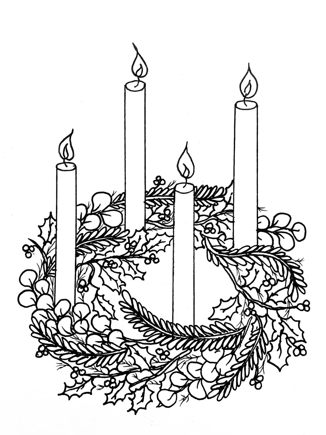 Advent Wreath Coloring Page - Etsy