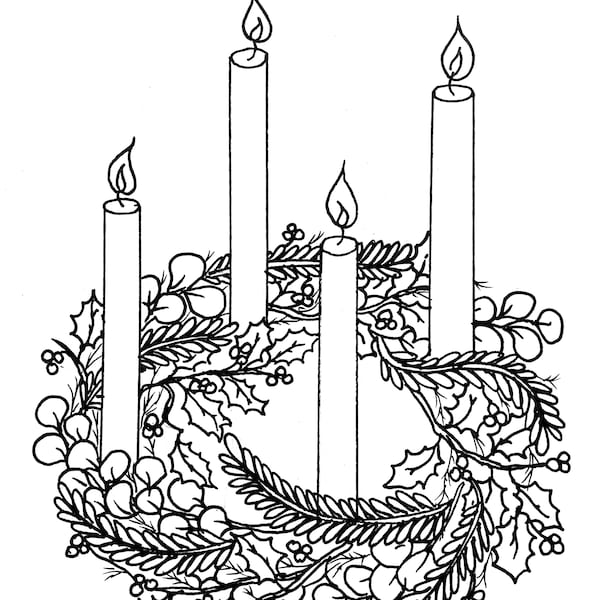 Advent Wreath Coloring Page - Etsy
