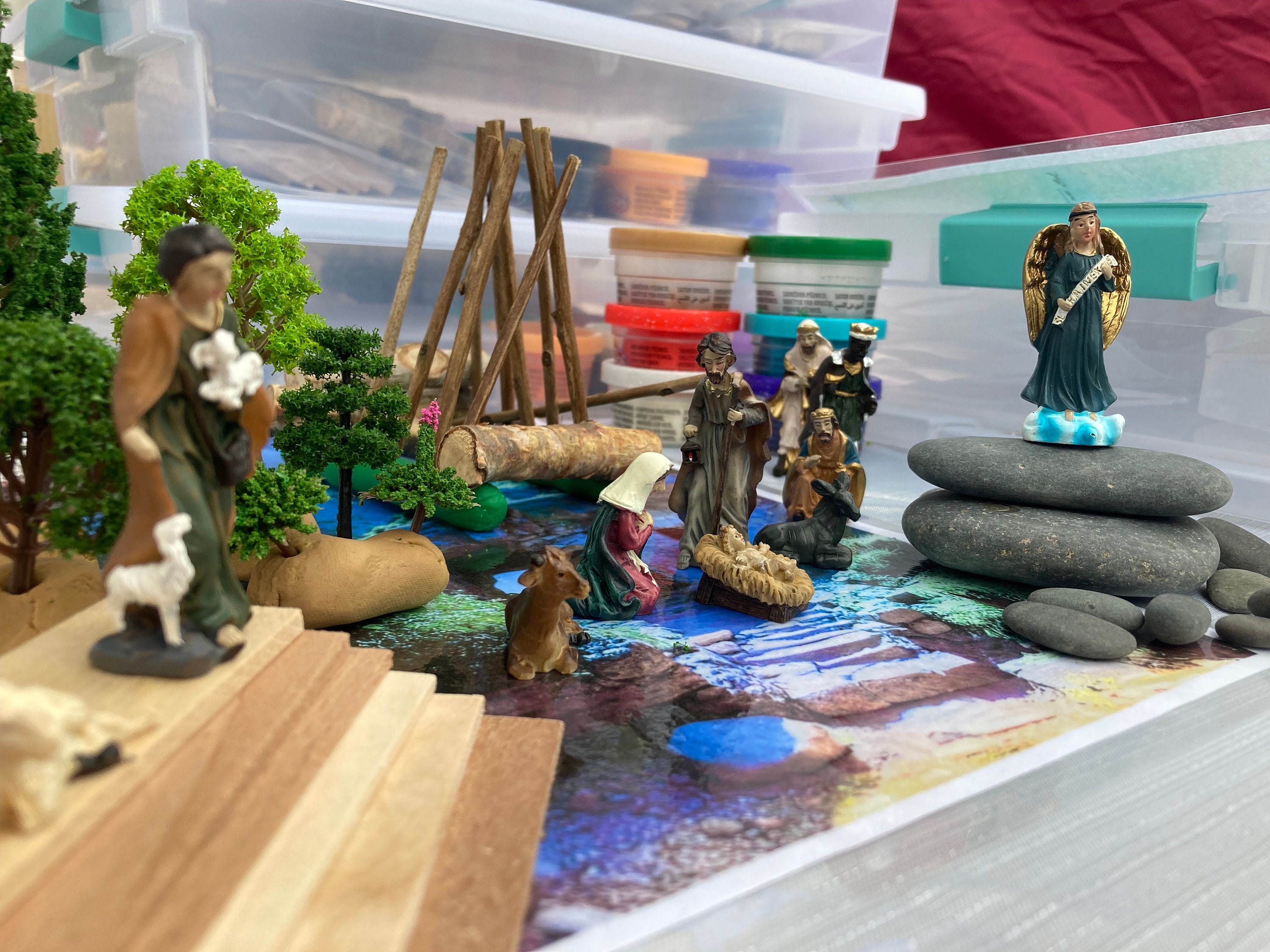 Nativity Story Sensory Play Bin- Journey to Bethlehem, Birth of Christ ...