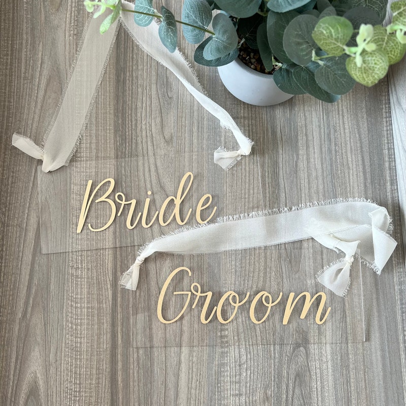 Bride and Groom Chair Signs - Etsy