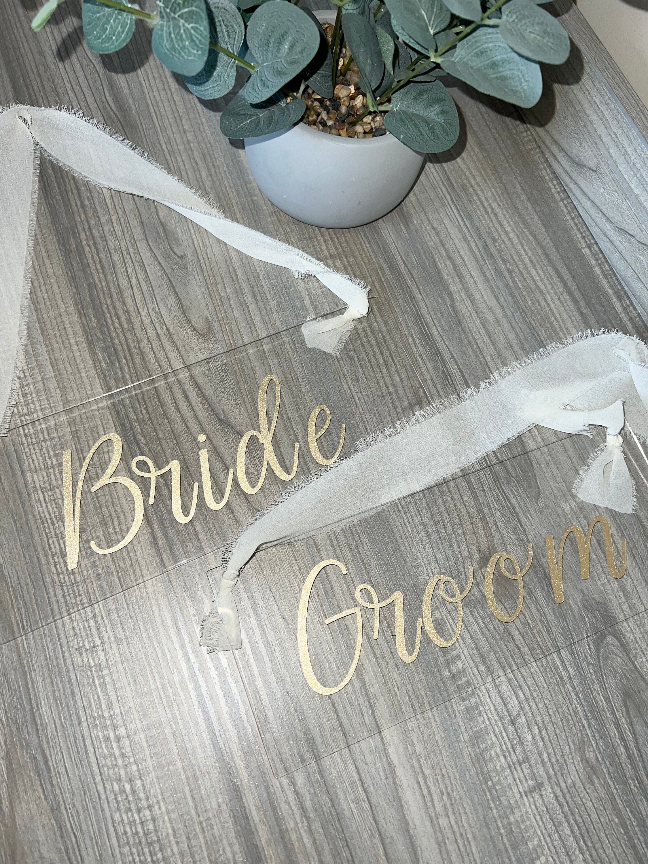 Bride and Groom Chair Sign Wedding Chair Signs Wedding Table Decoration ...