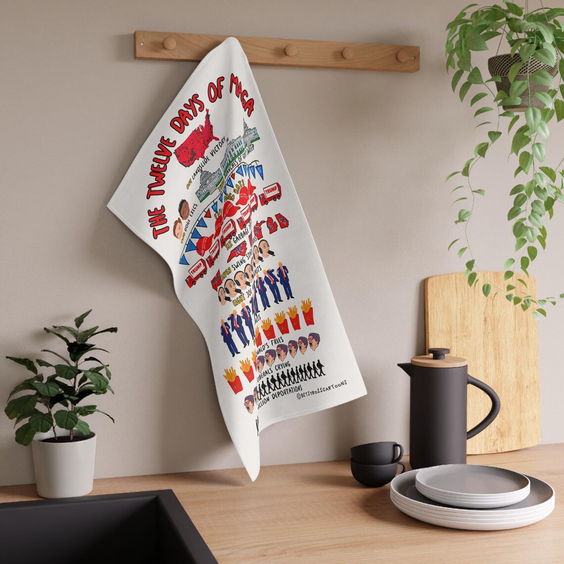 The 12 Days of MAGA Trump Inauguration Tea Towel Patriotic Kitchen ...