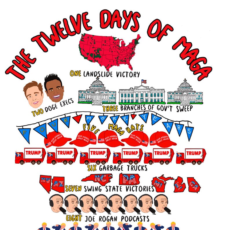 The 12 Days of MAGA Trump Inauguration Tea Towel Patriotic Kitchen ...