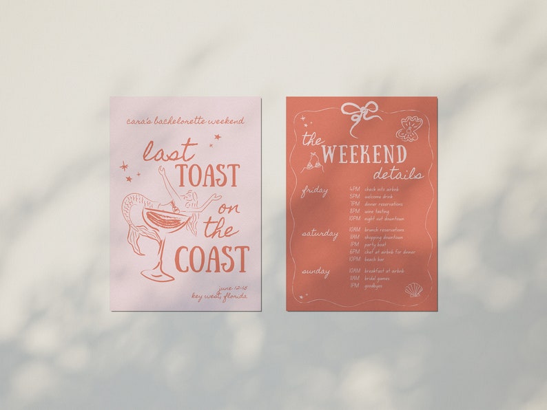 Last Toast on the Coast Bachelorette Itinerary Template - Etsy