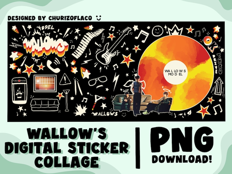 Wallows Digital sticker Collage Transparent Background PNG File Digital ...