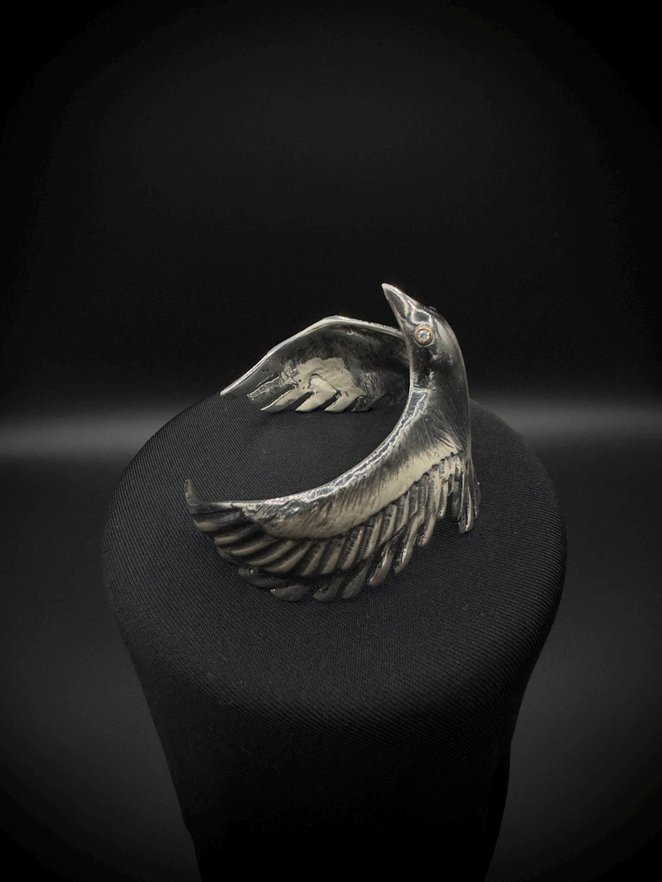 Raven Cuff Bracelet, 925 Sterling Silver Handmade Jewelry Accessories ...