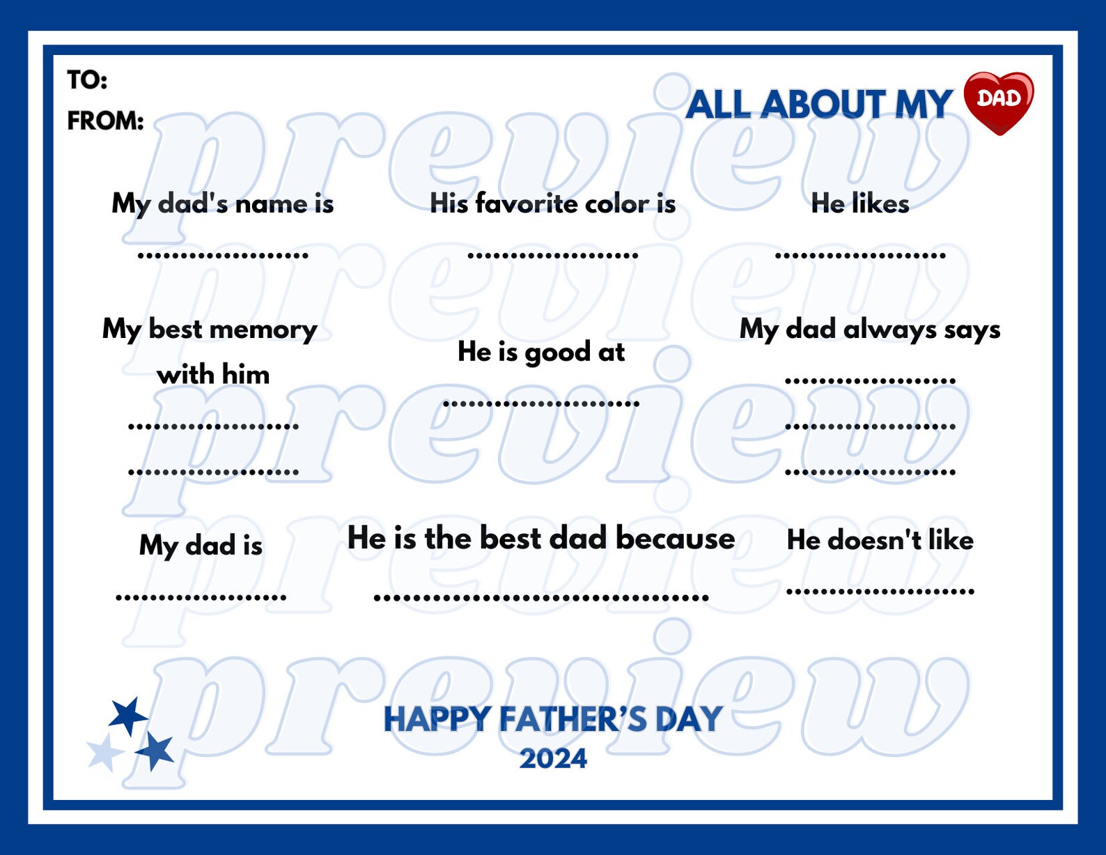 Father's Day Children's Activity Instant Download | Father's Day 2024 ...