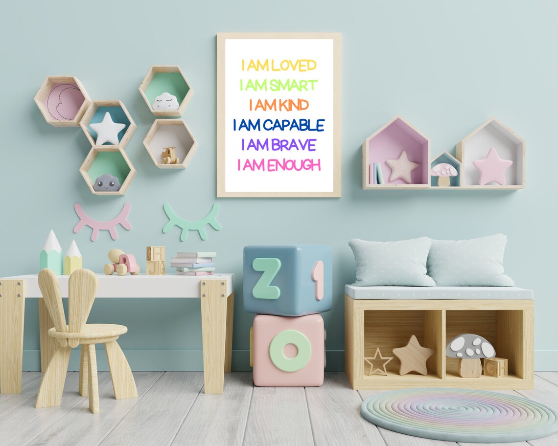 Kids Motivational Wall Poster, Affirmation Wall Art for Kids ...