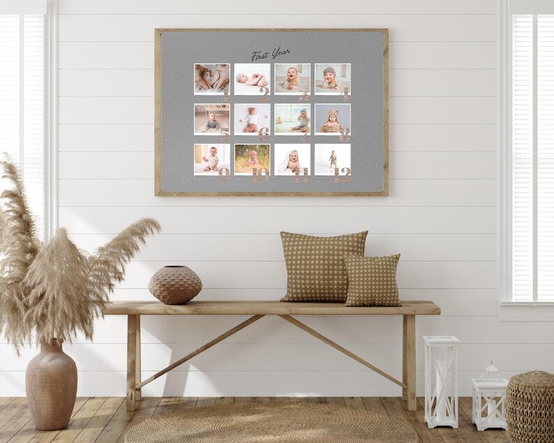 Editable First Year Baby Photo Collage | 12 Month Milestone Template ...