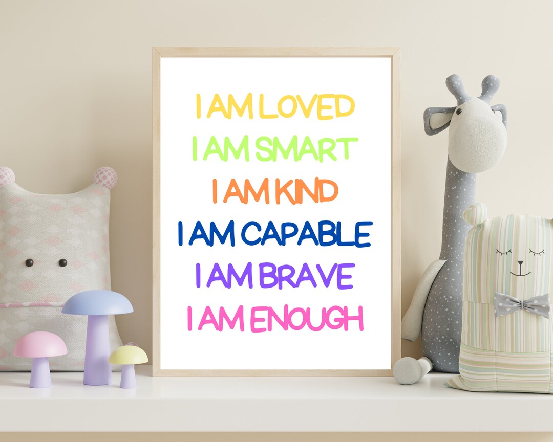 Kids Motivational Wall Poster, Affirmation Wall Art for Kids ...