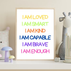 Kids Motivational Wall Poster, Affirmation Wall Art for Kids ...