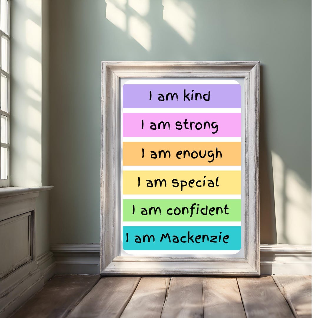 Custom Name Affirmations Poster : Inspirational Kids Bedroom Decor ...