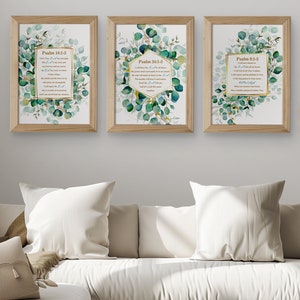 Set of 3 Prints Printable Bible Verse Wall Art, Psalm 9, Psalm 18 ...
