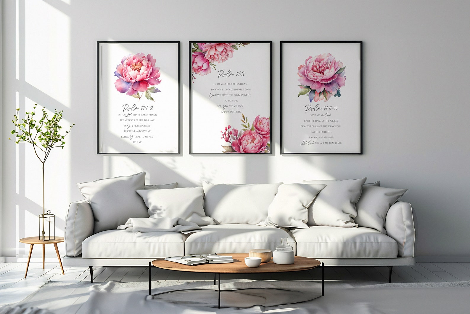 Set of 3 Prints Printable Bible Verse Wall Art,psalm 71:1-2,psalm 71 3 ...