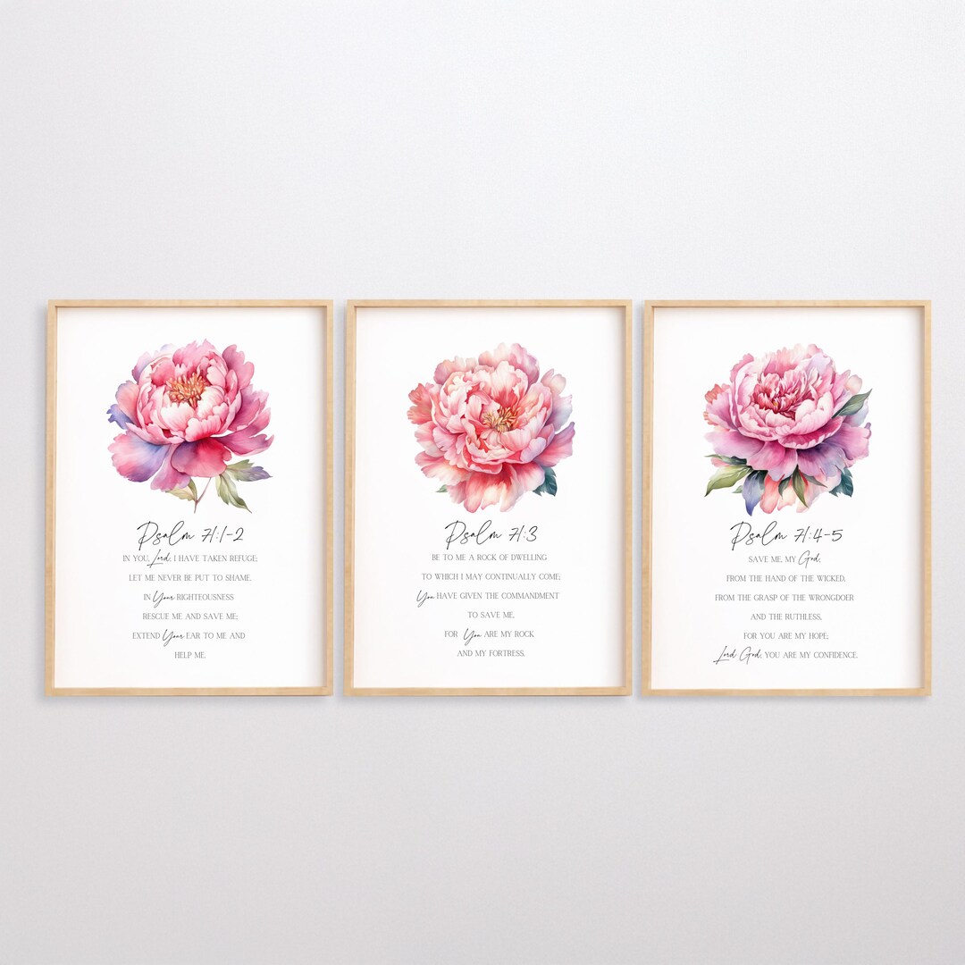 Set of 3 Prints Printable Bible Verse Wall Art,psalm 71:1-2,psalm 71 3 ...