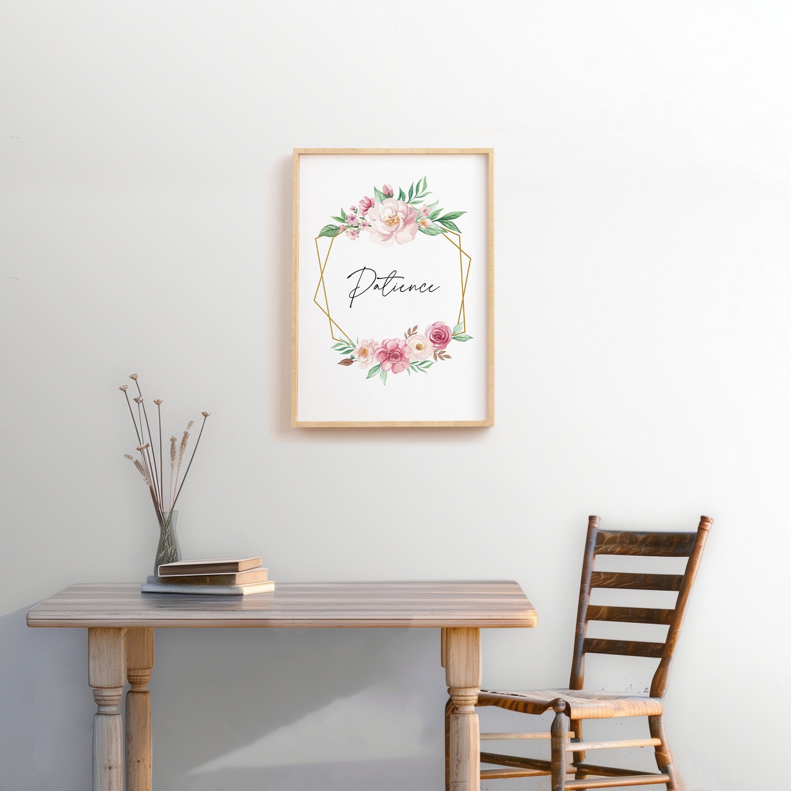 Patience Printable Wall Art, Minimalist Poster, Floral Home Decor Print ...