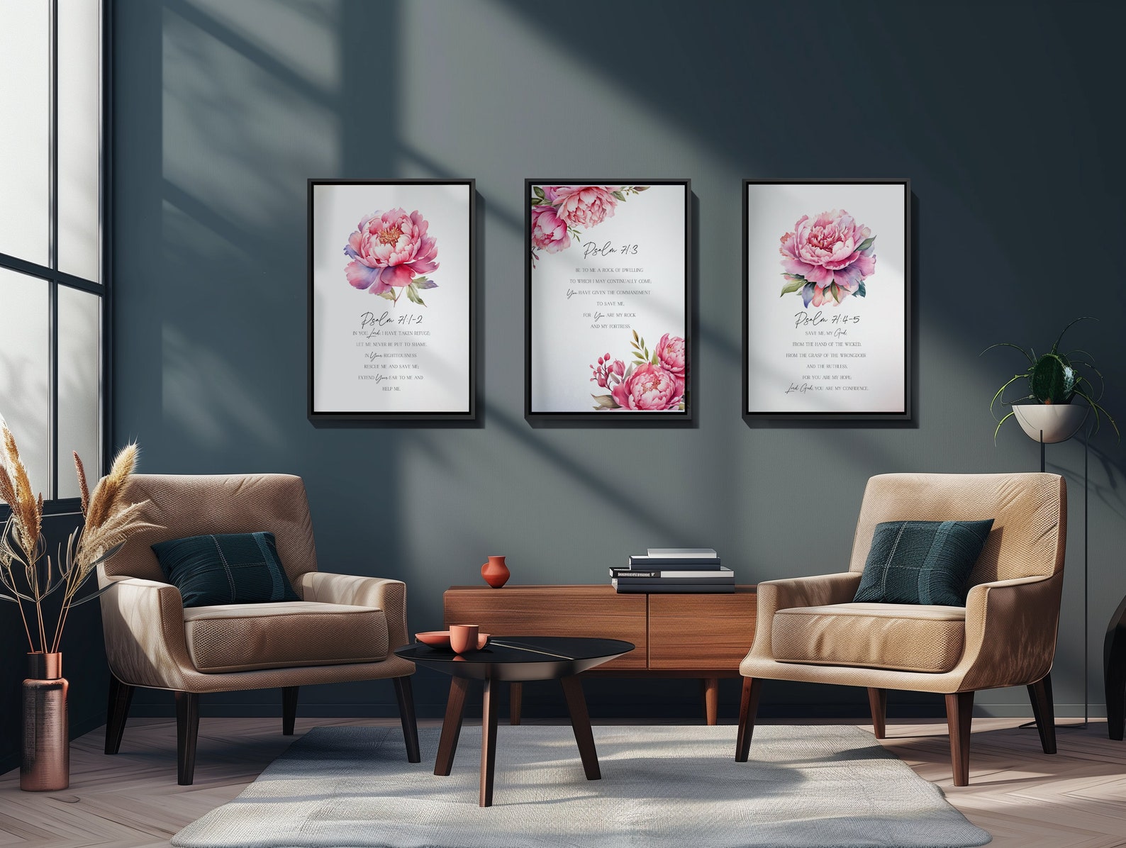 Set of 3 Prints Printable Bible Verse Wall Art,psalm 71:1-2,psalm 71 3 ...