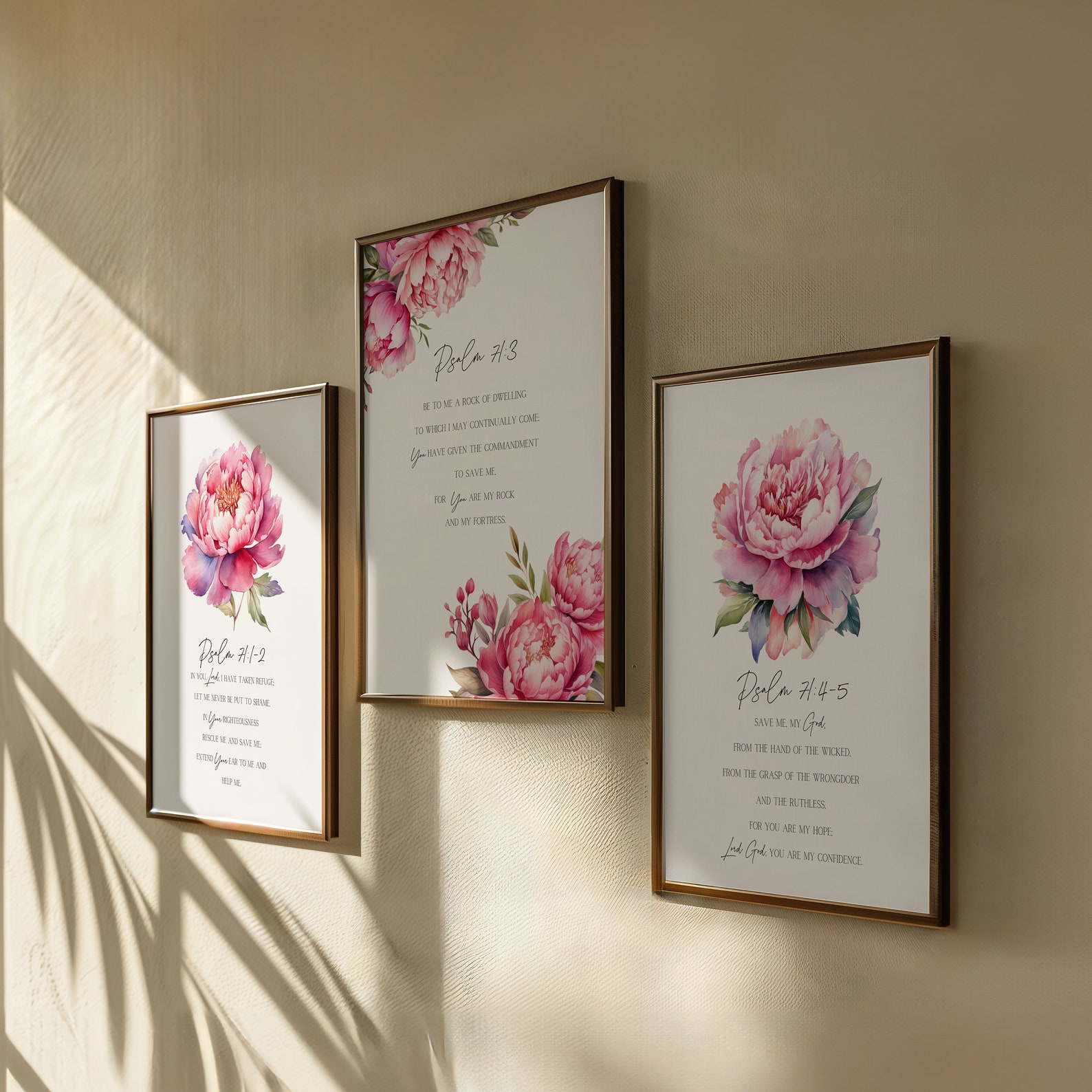 Set of 3 Prints Printable Bible Verse Wall Art,psalm 71:1-2,psalm 71 3 ...