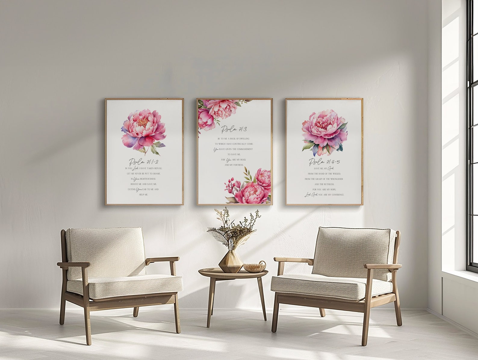 Set of 3 Prints Printable Bible Verse Wall Art,psalm 71:1-2,psalm 71 3 ...