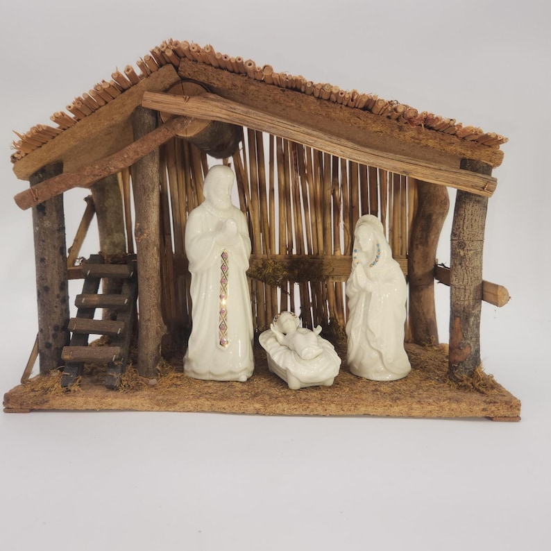 Lenox China Jewels Nativity Set, 13 Figurines With Stable, 24K Gold ...