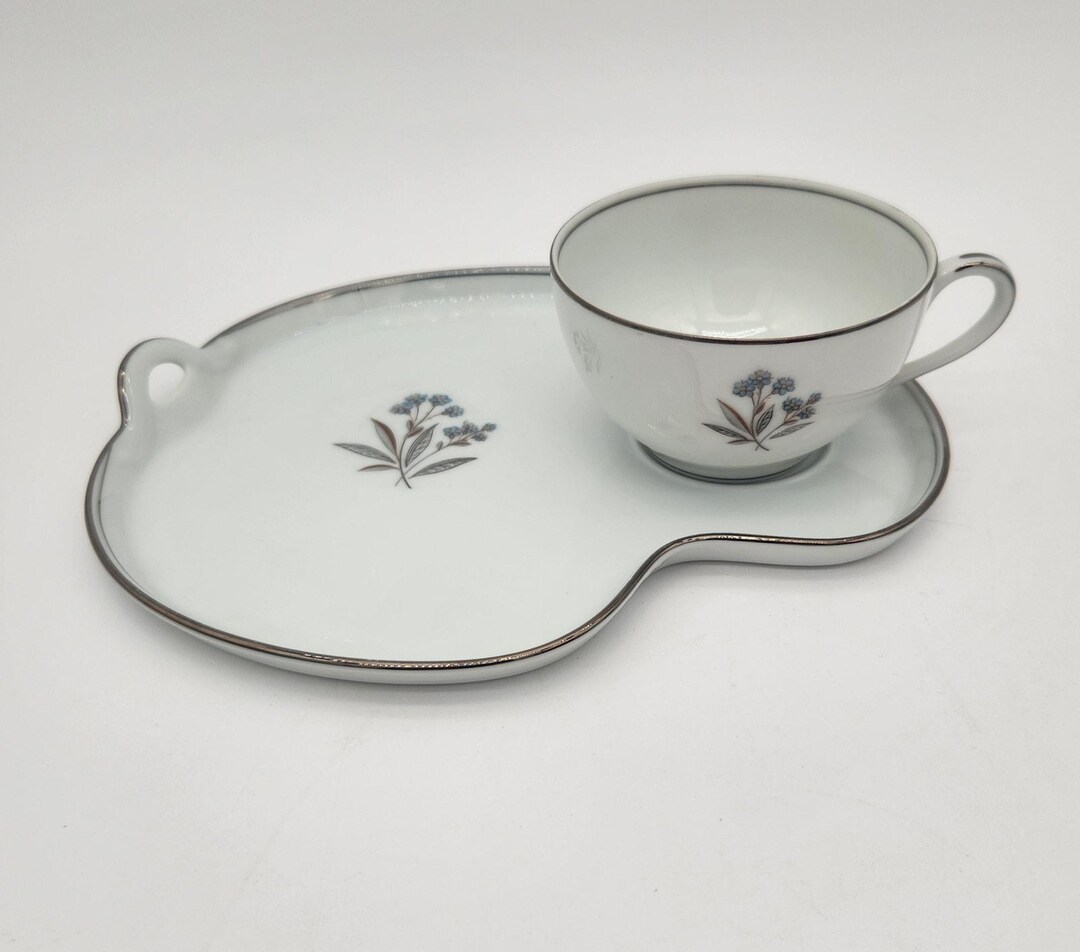Vintage MCM Noritake Bessie Pattern Snack Set Delicate Blue Flowers ...