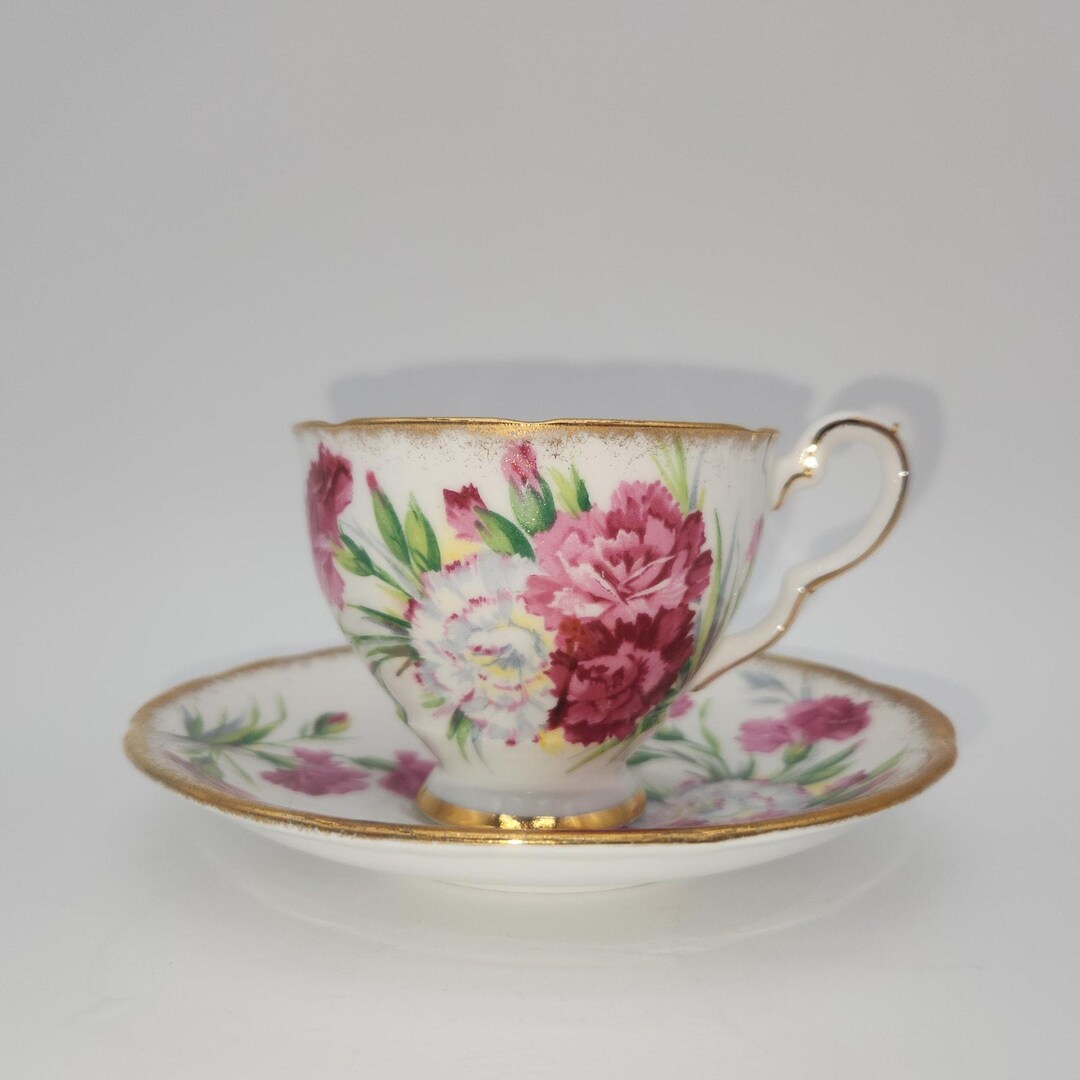 Rare Vintage Royal Stafford "carnation" Tea Cup & Saucer Excellent ...