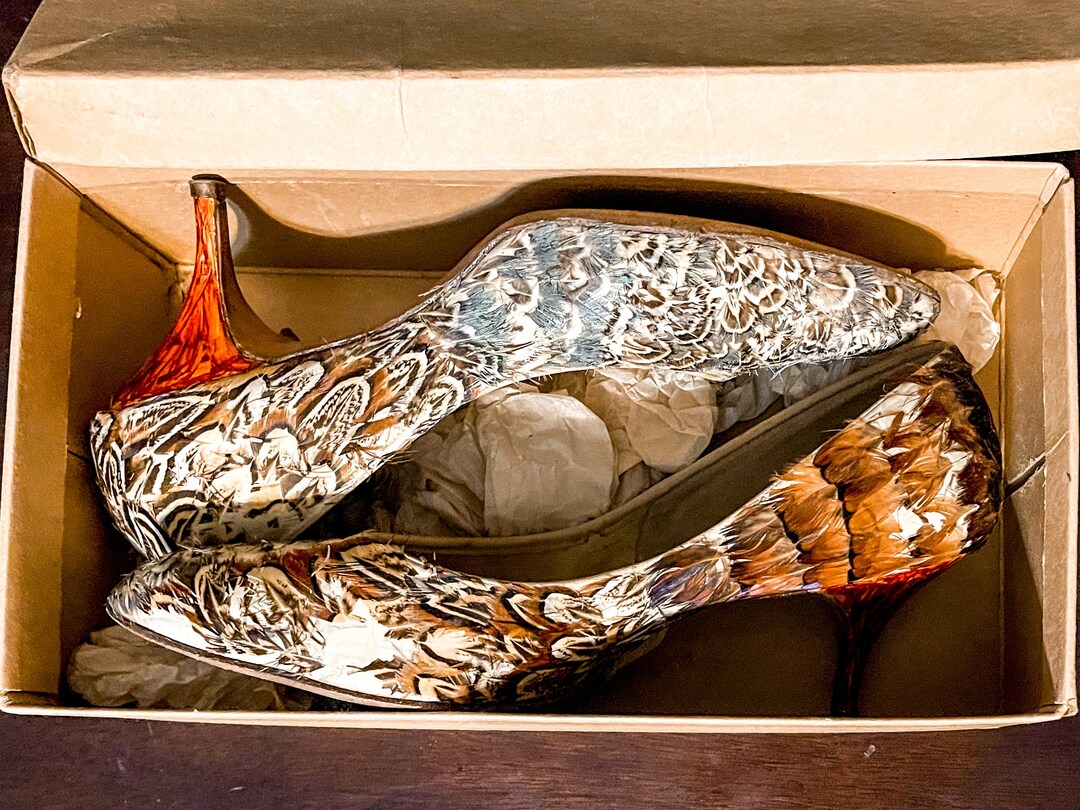 Vintage Jolene Pheasant Feather Pumps Size 8, Montgomery Ward - Etsy