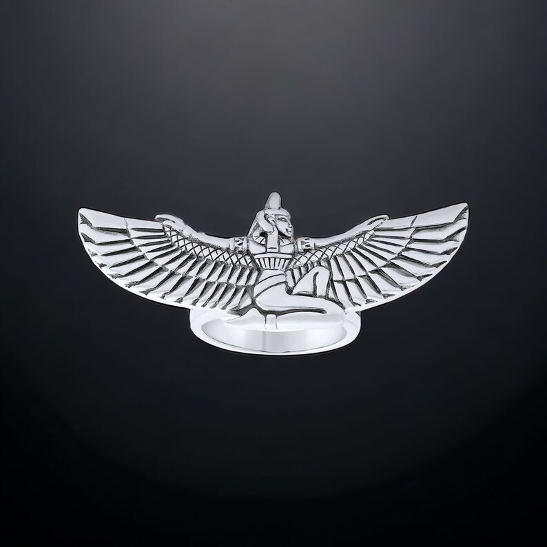 Isis Silver Ring, Egyptian Mythology Ring, .925 Sterling Silver ...