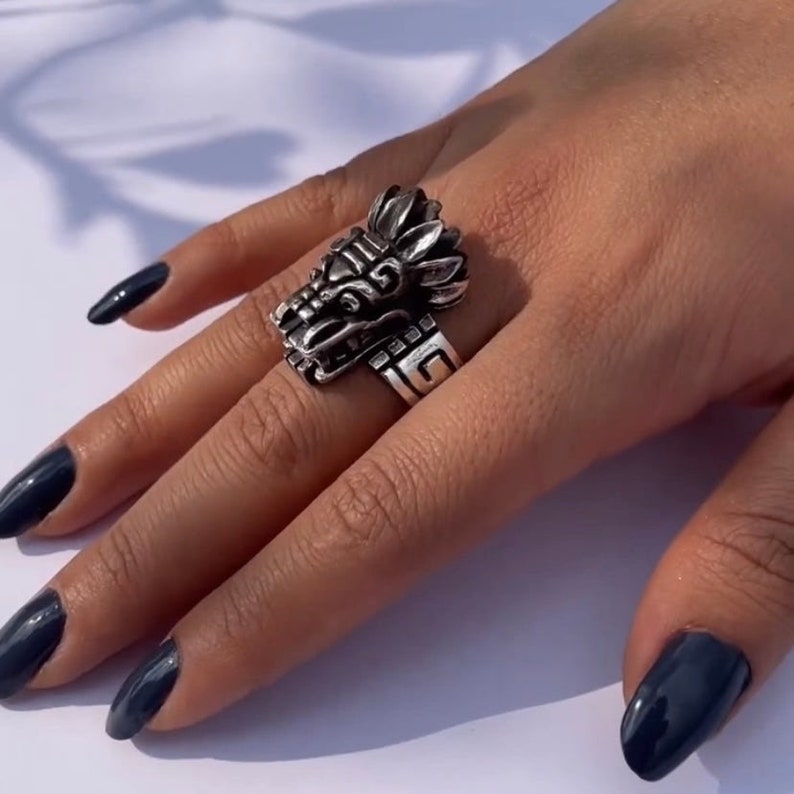 Quetzalcoatl Ring, Kukulkan Ring, Aztec God Quetzalcoatl Silver Ring ...
