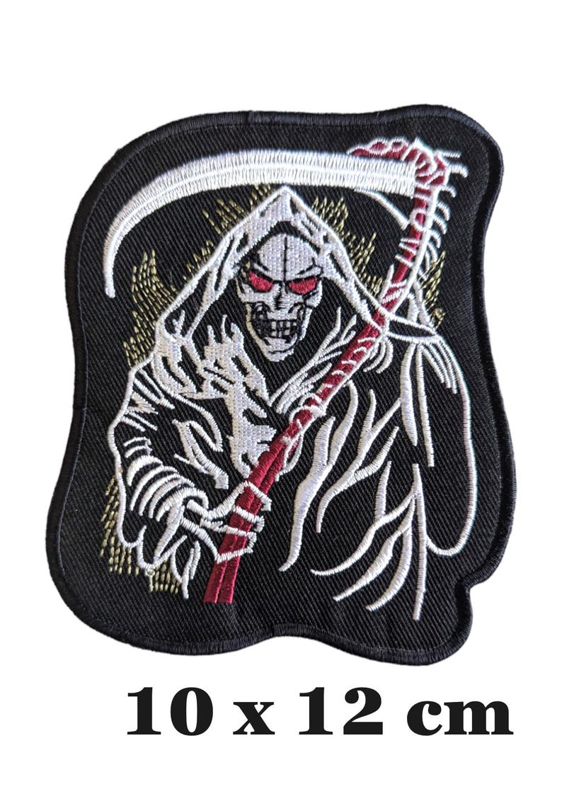 Grim Reaper Death Punk Style Emo Gothic Black Embroidered Iron Sew on ...