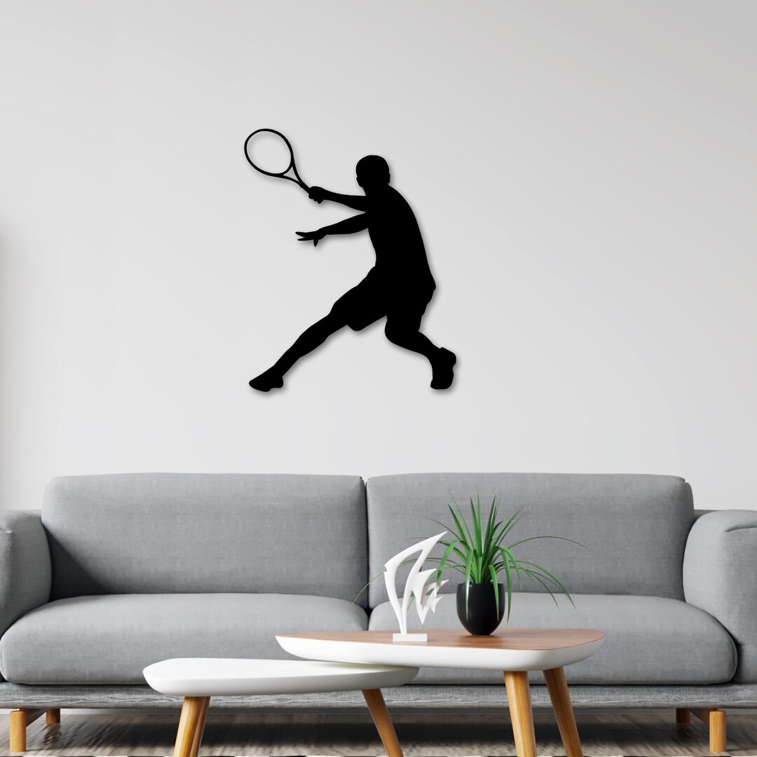 Tennis Player Metal Sign, Tennis Wall Art, Sports Silhouette Decor ...