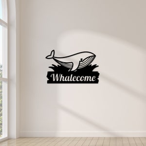 Whalecome Welcome Sign, Metal Welcome Sign, Funny Welcome Sign ...