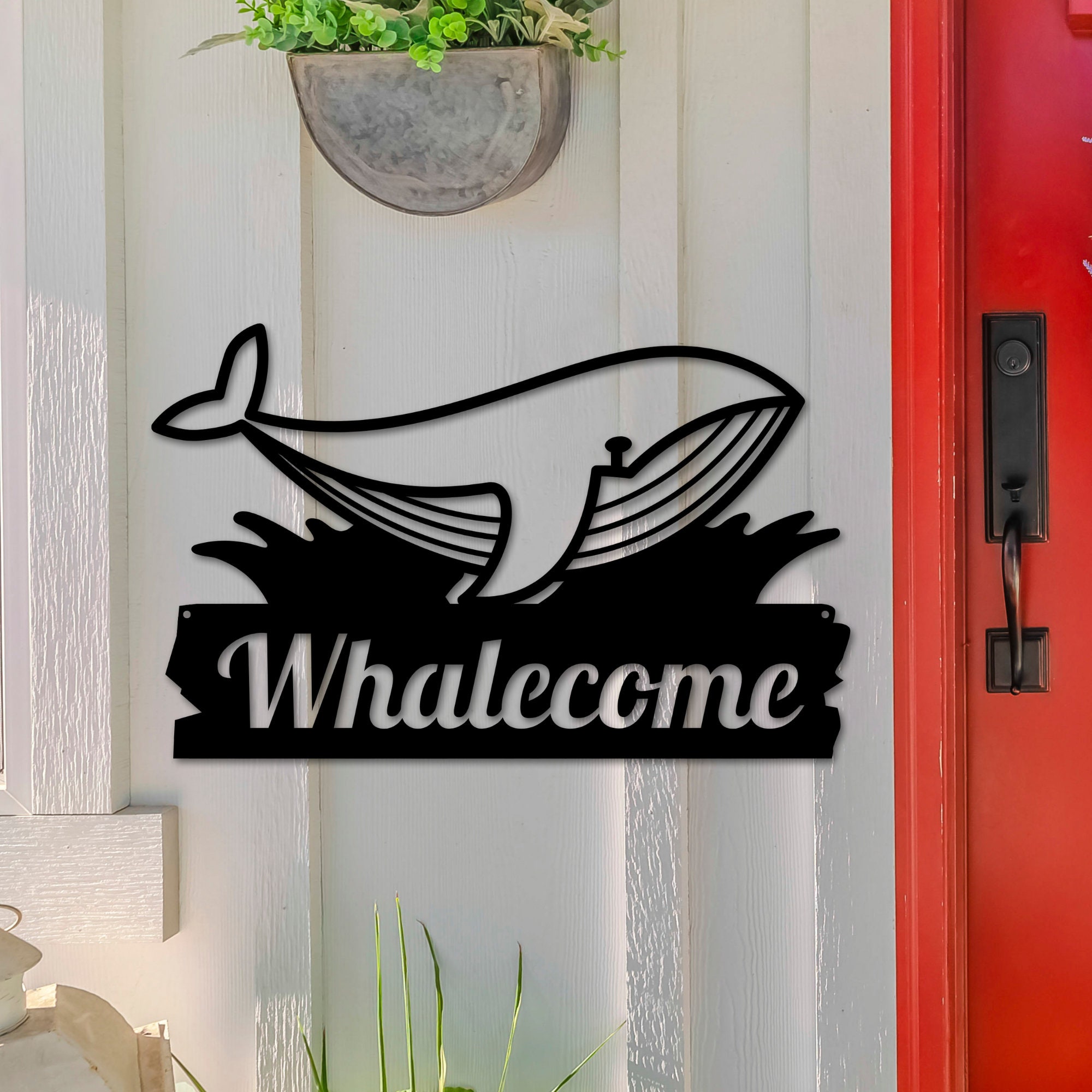 Whalecome Welcome Sign, Metal Welcome Sign, Funny Welcome Sign ...
