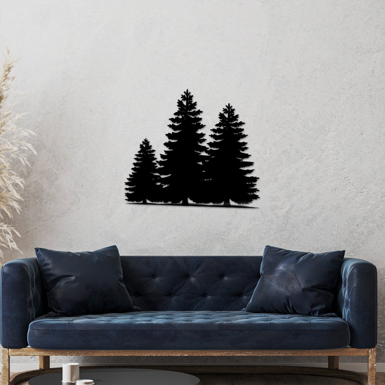 Tree Decor, Metal Tree Silhouette, Metal Tree Art, Pine Tree, Cypress ...