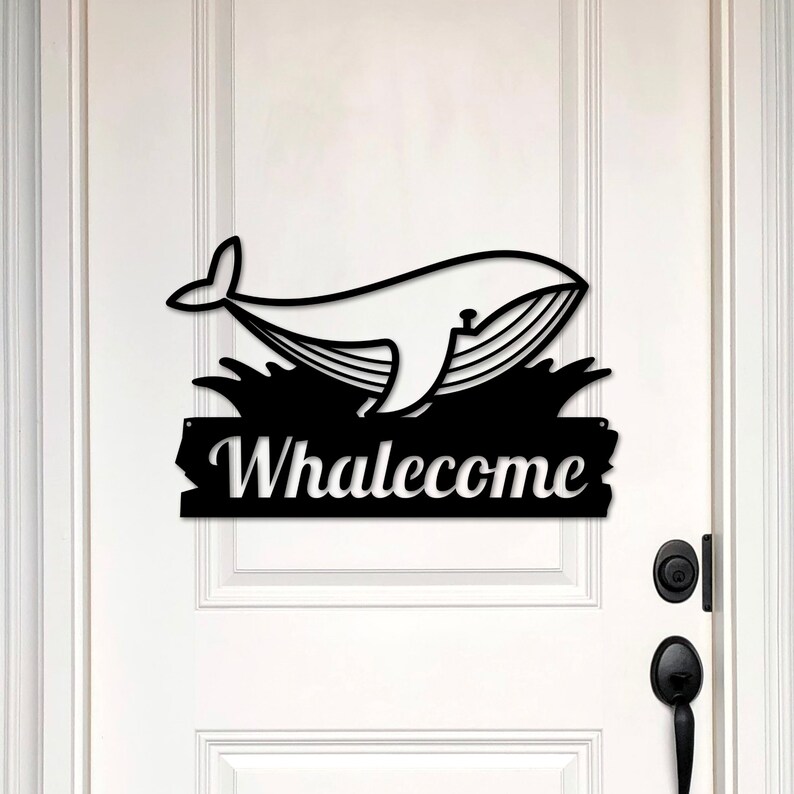 Whalecome Welcome Sign, Metal Welcome Sign, Funny Welcome Sign ...