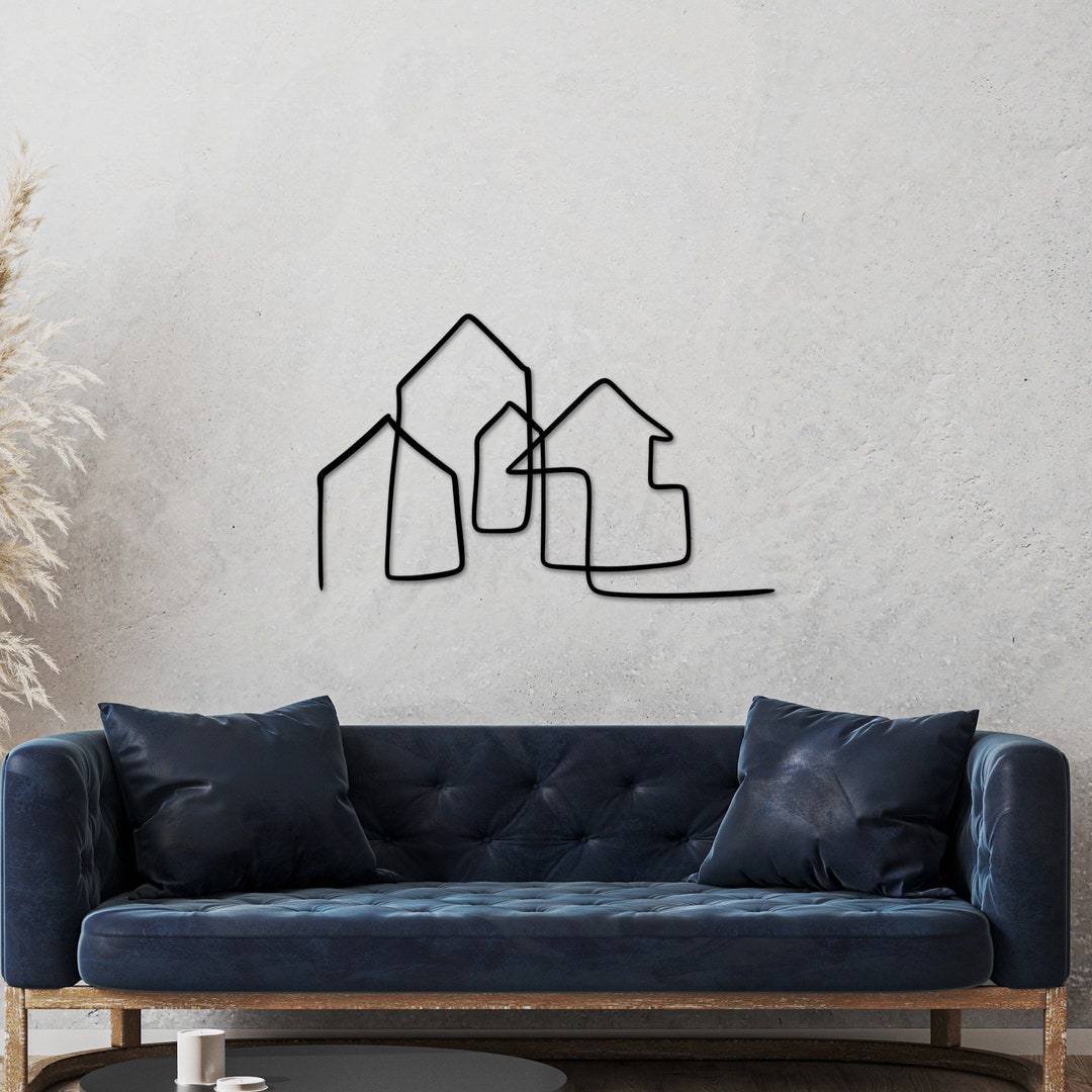 Home Line Metal Art, Home Decor, New Home Owner Gift, Living Room ...