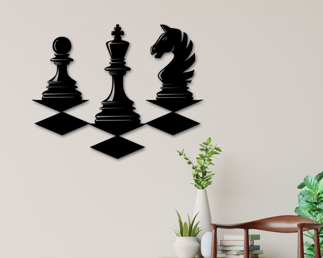 Chess Metal Sign, Chess Pieces Wall Art, Gift for Chess Lovers, Game ...