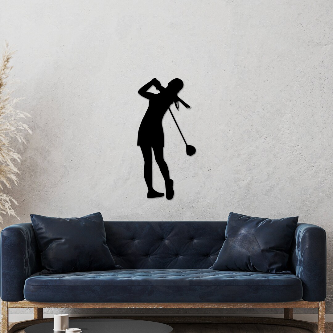Female Golfer Silhouette, Golf Art, Metal Golf Art, Metal Wall Art ...