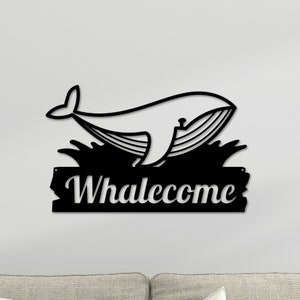 Whalecome Welcome Sign, Metal Welcome Sign, Funny Welcome Sign ...